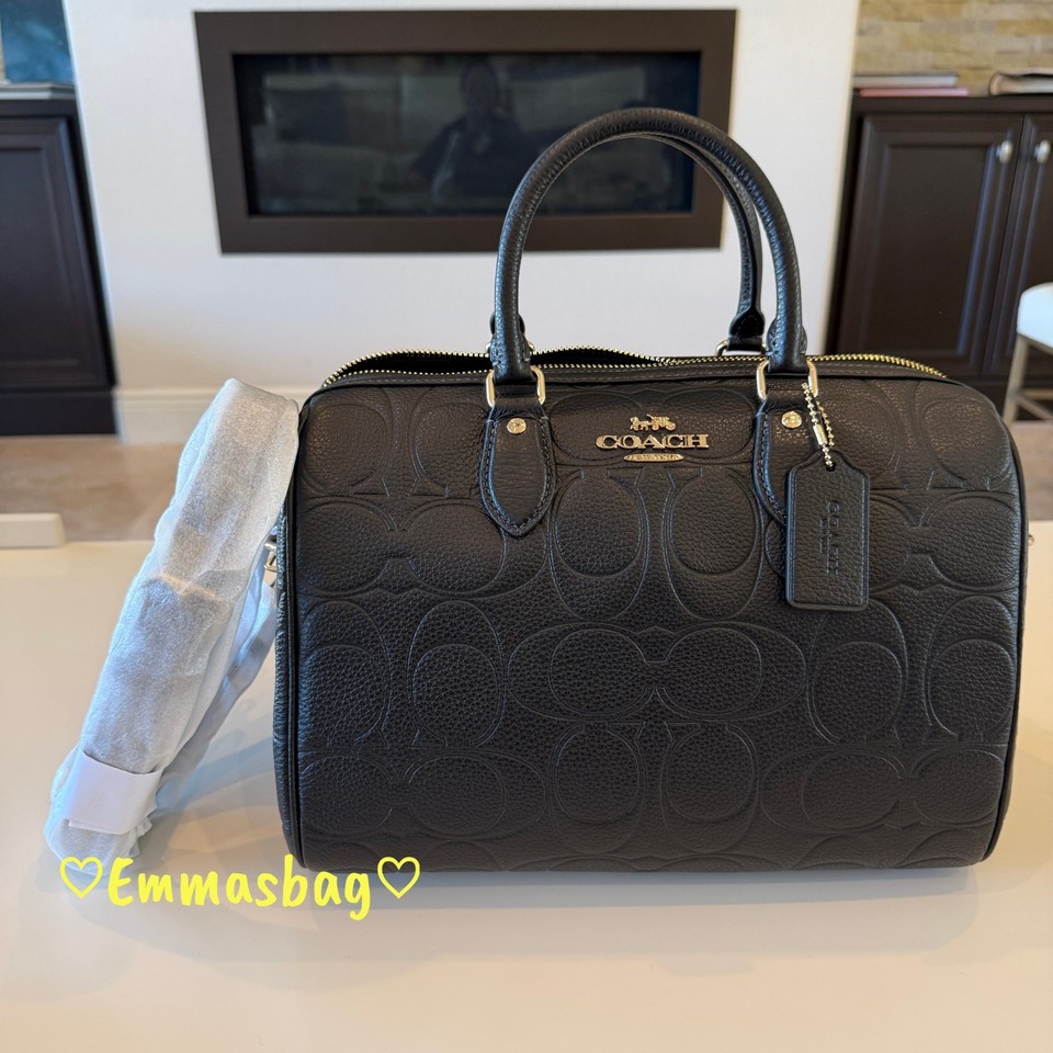 Coach Rowan Large Satchel Bag In Signature Leather CEW02 Gold/Black | eBay