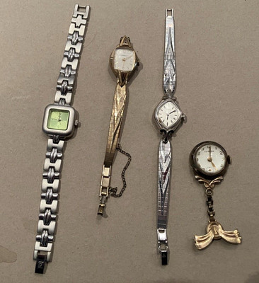 Vintage Ladies Watches Lot of 4 - Bulova , Caravelle, L.E.I., Clinton ...