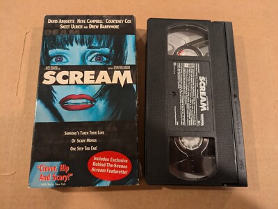 Vtg 1996 Scream VHS Blue Variant Horror Movie Courtney Cox Wes Craven ...