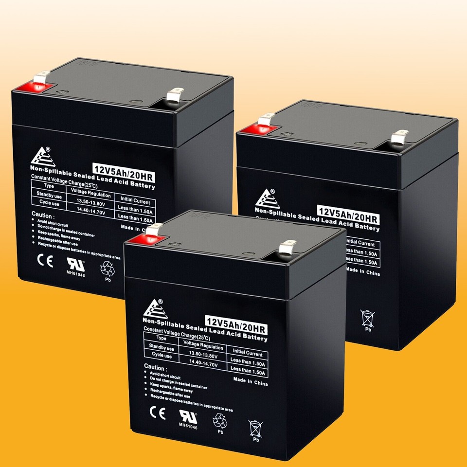 3pk: Rechargeable 12V 5AH Battery Replaces Liftmaster 485LM Evercharge ...
