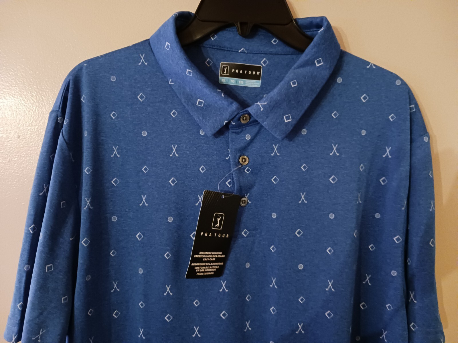 PGA Tour Golf Polo Shirt Mens XL Blue Turkish Sea Heather Short Sleeve ...
