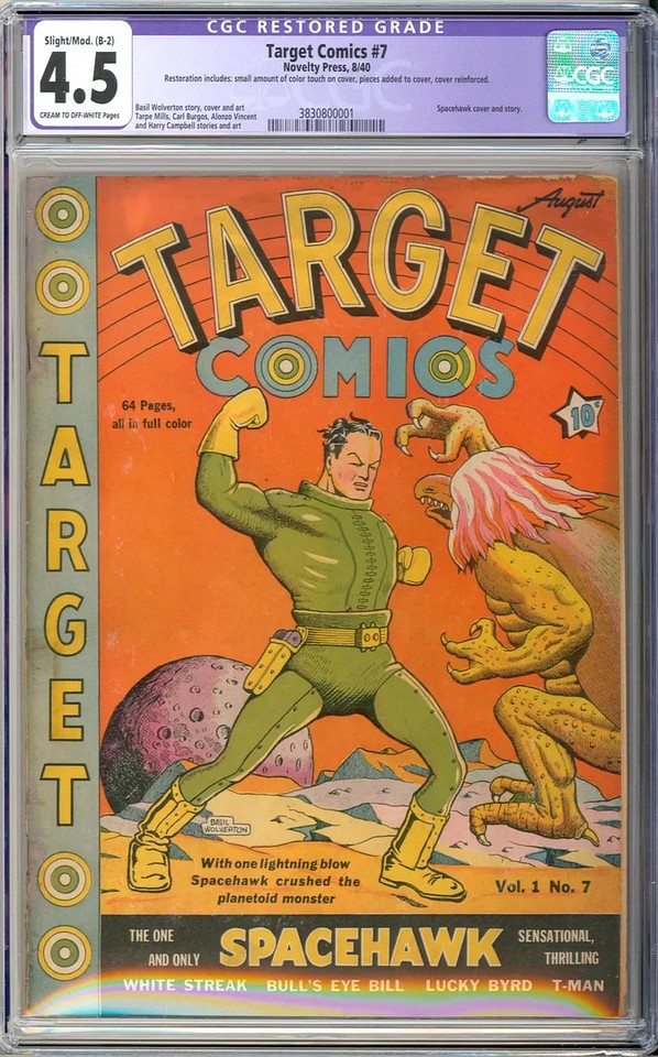 Target Comics V1 #7 (Restored) Wolverton Cover Art Novelty Press 1940 ...