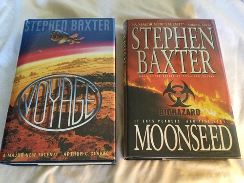 2 Hardcover Stephen Baxter SF Books: Voyage (1996) & Moonseed (1998 ...