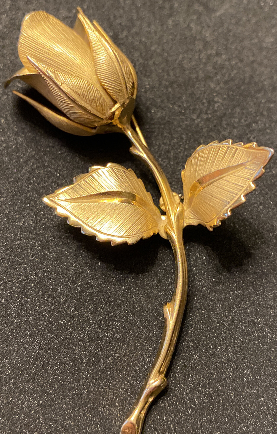 Vintage Signed GIOVANNI Gold Tone Metal Rose Flower 3… - Gem