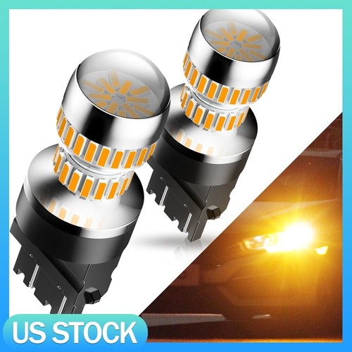 2PCS 3157 3156 4157 Amber LED Turn Signal Light Bulb Super Bright Plug ...