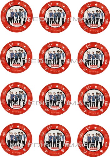 ONE DIRECTION Edible Rice paper Image Cupcake Toppers 12 x 2" Birthday ...