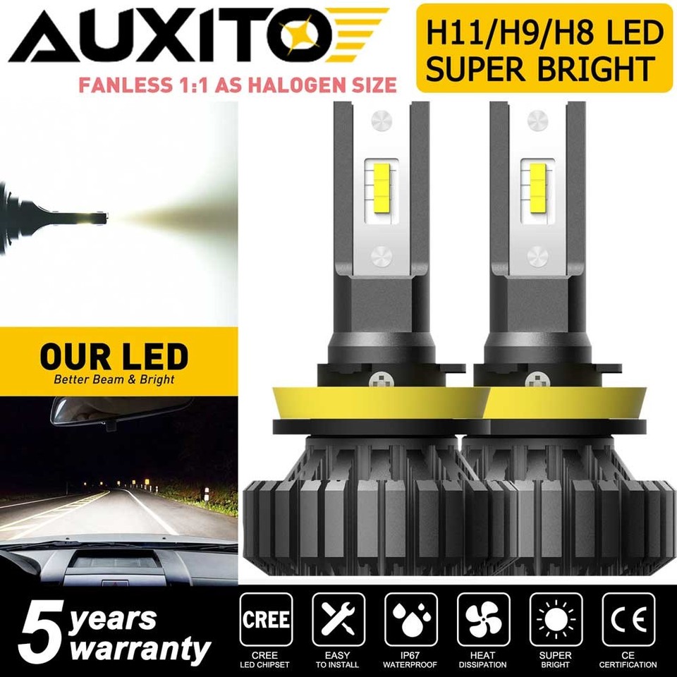 AUXITO H11 LED Headlight Kit High Low Beam Bulb Super Bright 6500K ...
