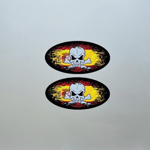 2x Spain Spanish Flag Skull Fade to Black Oval Vinyl Sticker For Car ...
