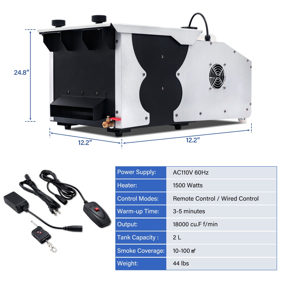 1500W Low Lying Smoke Fog Machine Stage DJ Fogger Dry Ice Ground Fog ...