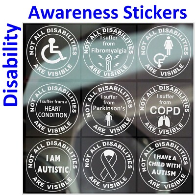 AWARENESS Stickers Not All Disabilities are Visible Disabled Car Window ...