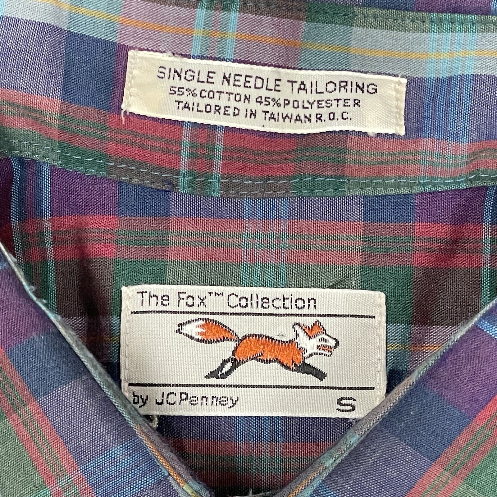 VTG 60s 70s JC Penney The Fox Collection Plaid Button… - Gem