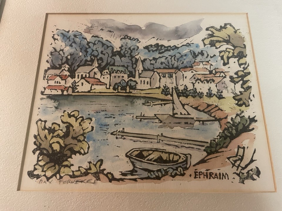 Max Fernekes Watercolor Block Print Ephraim Wisconsin | eBay