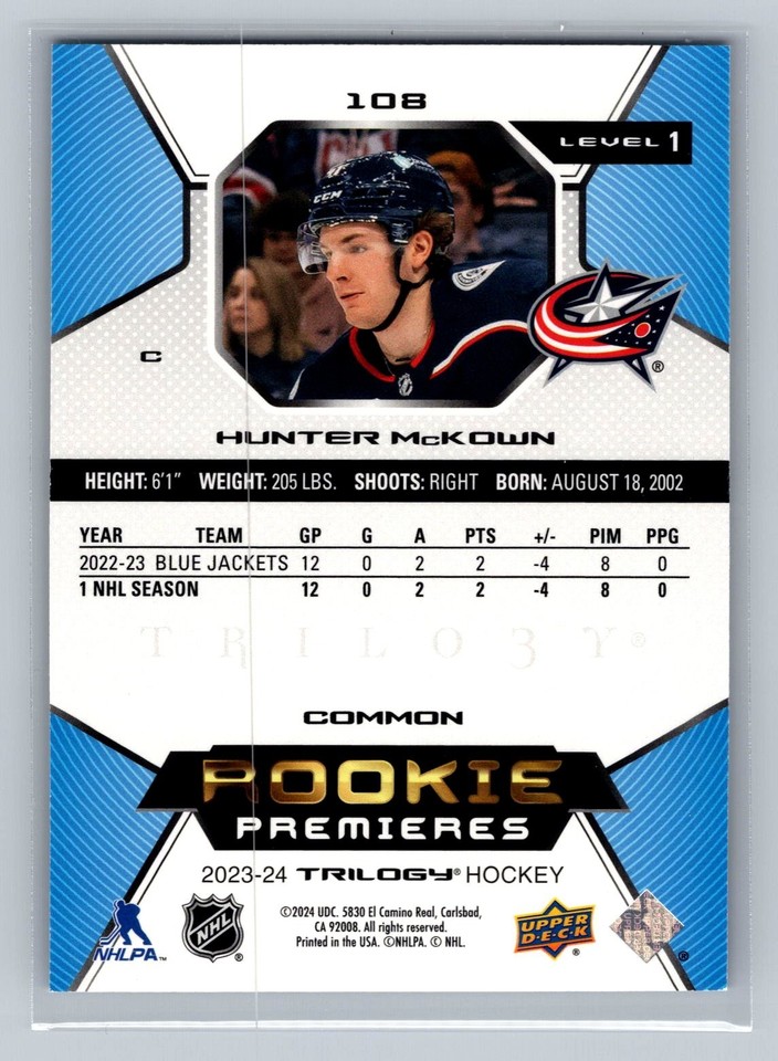 2023-24 Upper Deck Trilogy Hunter McKown #/999 #108 | eBay