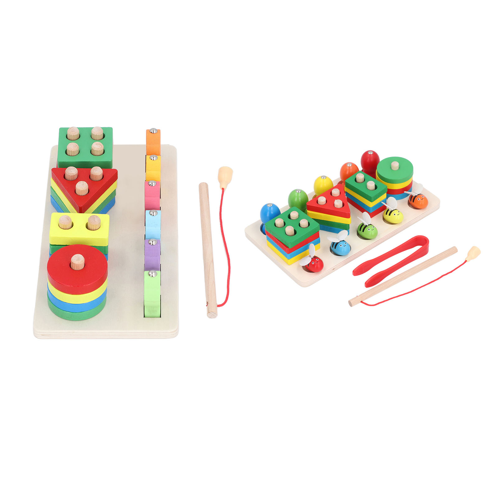 Wooden Fishing Game Toys Puzzle Shape Recognition Hand Eye Coordination ...