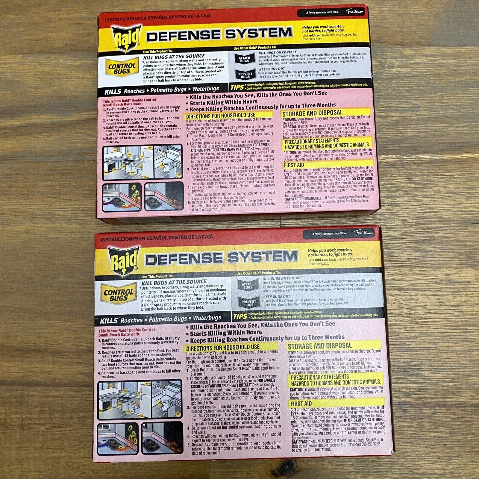 2 Packs of Raid Double Control Small Roach Baits 12 Per Box ~ 24 Total ...