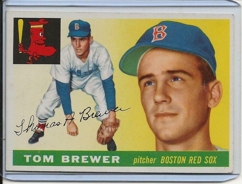 1955 Topps Baseball Card Tom Brewer Pitcher Boston Red Sox EX MINT # 83 ...