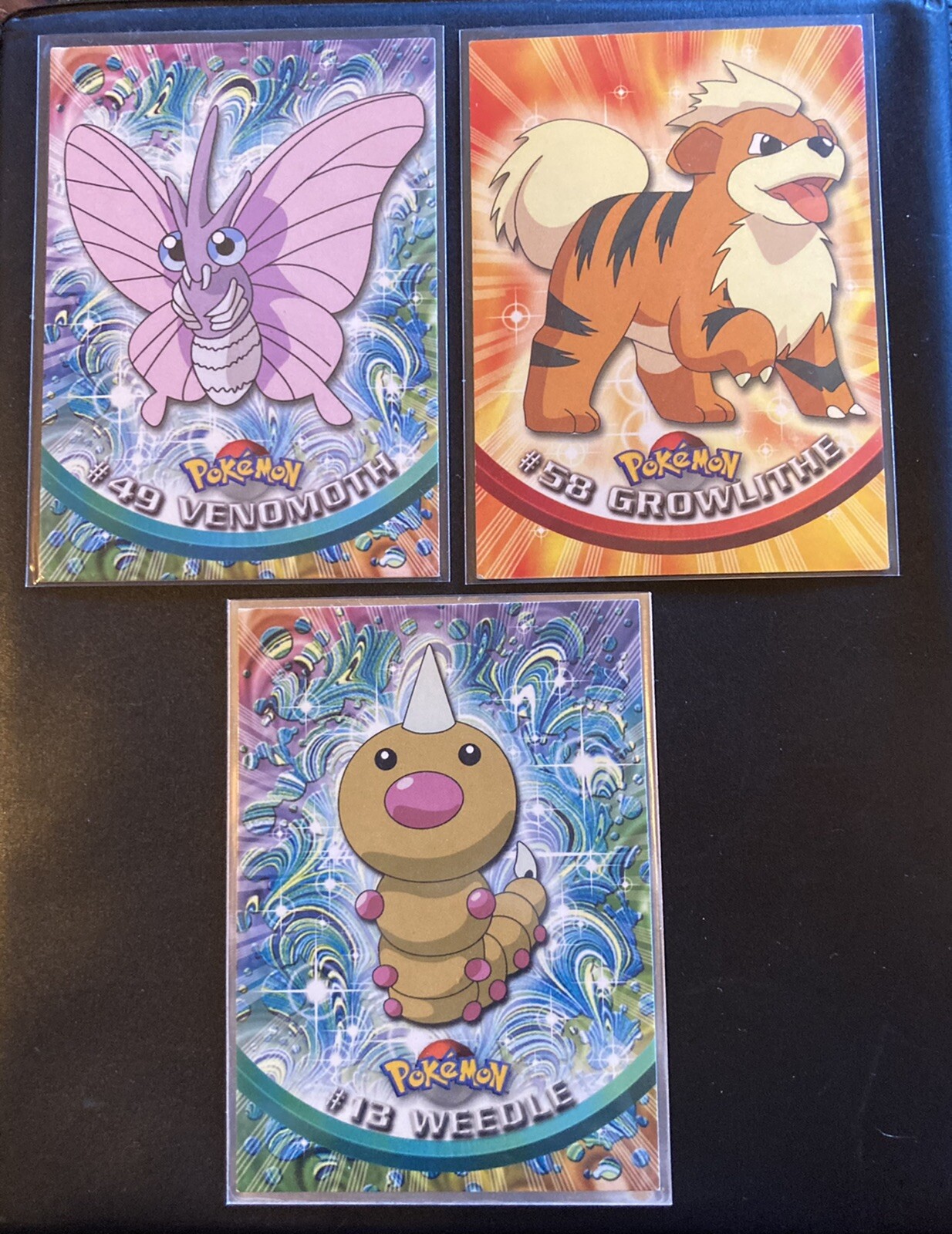 1999 Pokemon Topps Series 1 - #49 Venomoth #58 Growlithe #13 Weedle ...