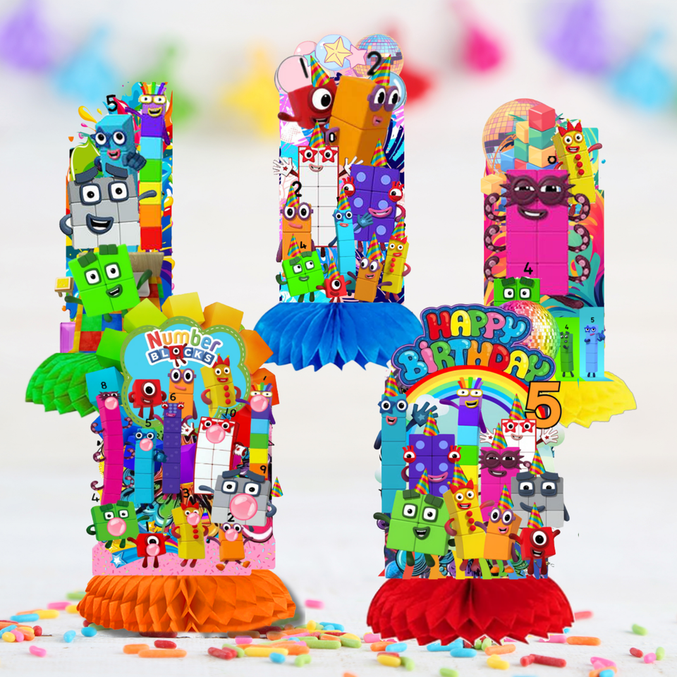 NUMBER BLOCKS Decoration Balloon party banner table cover plate cups ...