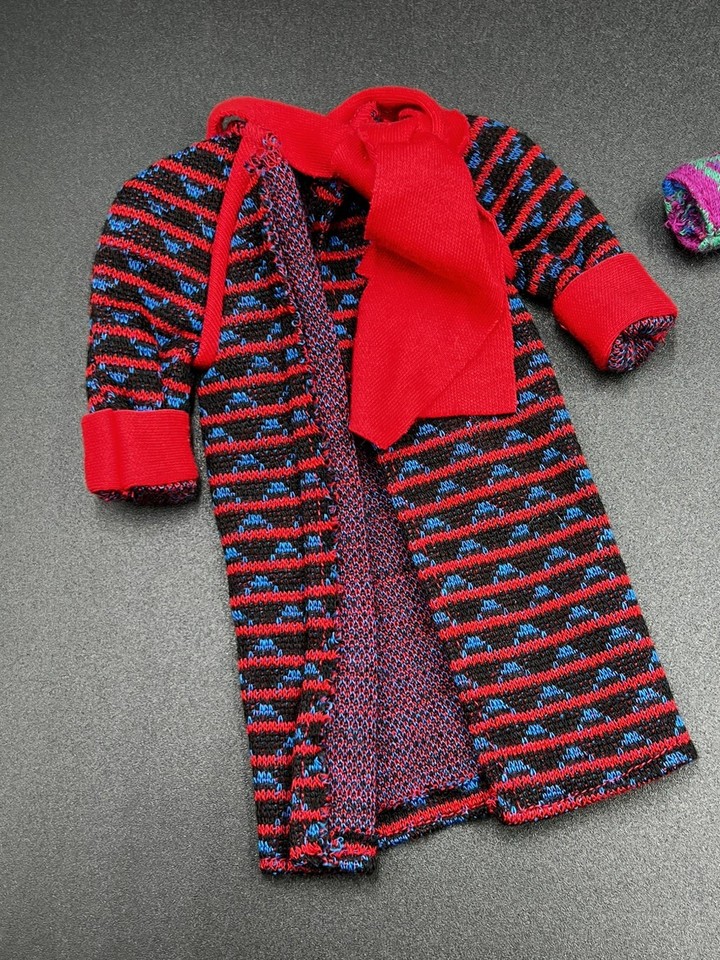 Vtg BARBIE 80's SWEATER COATS- Red w/attached Scarf #4484 & Purple ...