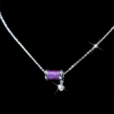 18K WHITE GOLD GP MADE WITH SWAROVSKI CRYSTAL THREAD SPINDLE PENDANT ...