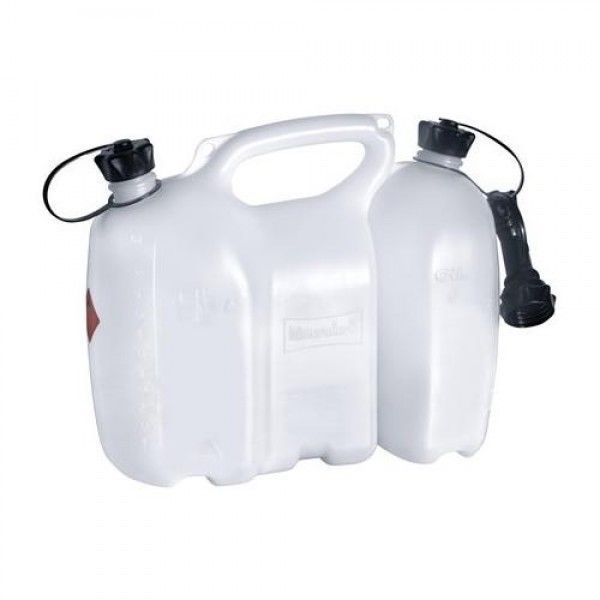 CLEAR or RED PROFESSIONAL PETROL COMBI CAN 6 litres fuel & 3 litres oil ...