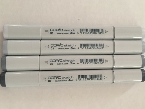 COPIC SKETCH Markers Dual Tip "0" Blender, "100" Black & Gray Color ...