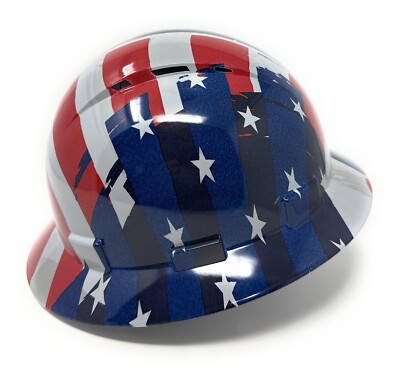 USA Flag Full Brim Hard Hat with with Fas-trac Suspension with Air Flow ...