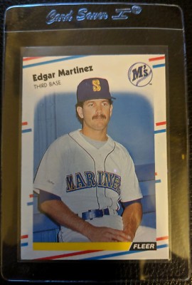 1988 FLEER #378 EDGAR MARTINEZ SEATTLE MARINERS ROOKIE CARD RC HOF GEM ...