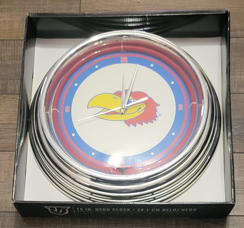University of Kansas Clock w/ Red Neon Ring 14" | eBay