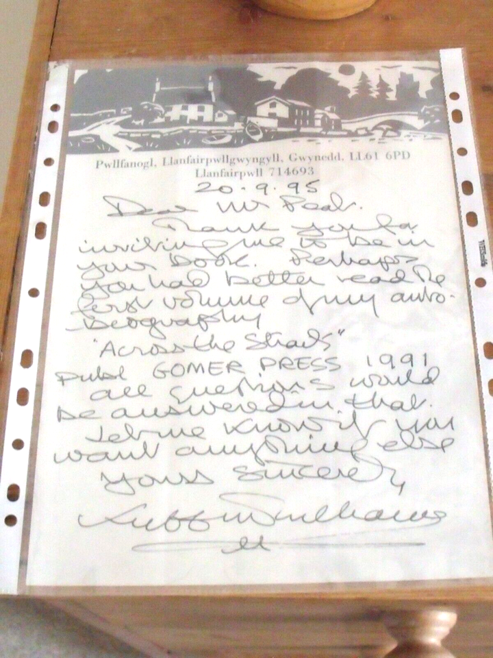 Sir Kyffin Williams Original Letter Dated 1995 Visual Letterhead | eBay UK