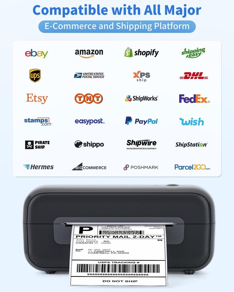 Thermal Shipping Label Printer 4x6 Printer for USPS UPS FedEx eBay ...