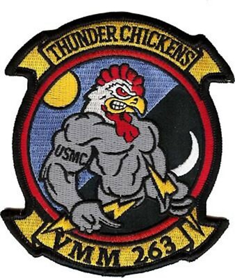 4.25" MARINE CORPS VMM-263 BUFF THUNDER CHICKEN HELI EMBROIDERED JACKET ...