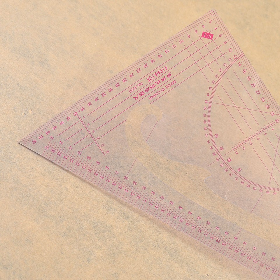 Plastic Measure Clothes Ruler 90 Degree Triangle Scale 1:3 1:4 1:5 ...