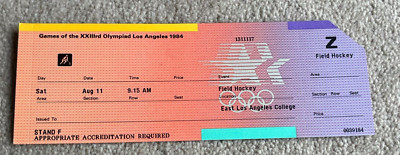 1984 Los Angeles Olympic Games Ticket, Field Hockey 11th Aug 9.15am 5th ...
