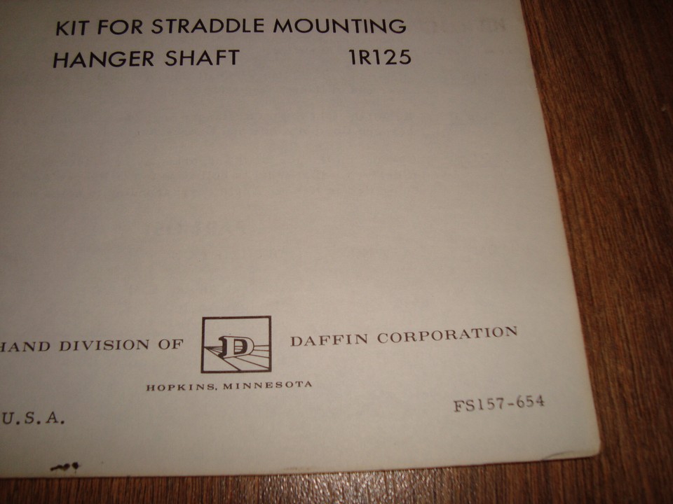 Farmhand 1R125 Kit For Straddle Mounting Hanger Shaft Operators Manual ...