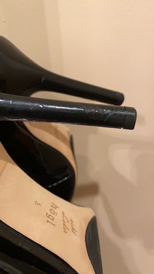 HOGL platform pump peep toes Blk Patent US Sz 6.5 (EU Sz 4) | eBay