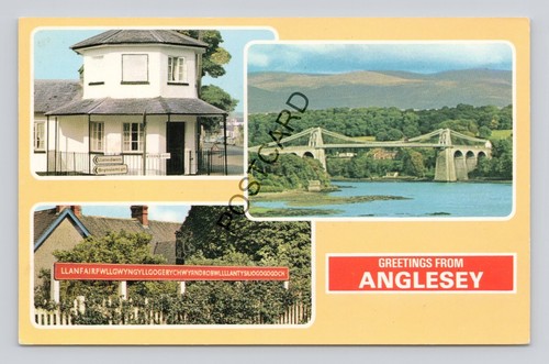 Postcard (N1) Wales Greetings Anglesey. Multi ViewToll House Llanfair Sign Menai | eBay UK
