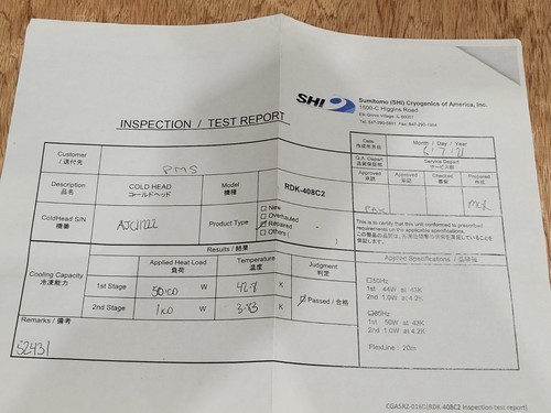 SUMITOMO Cold Head RDK-408C2 Cryocooler | eBay