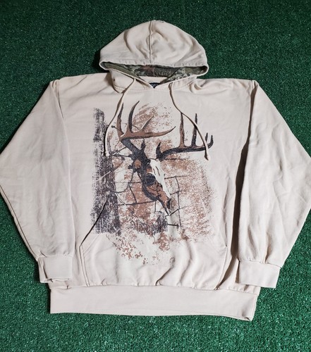 Vintage 90s Mossy Oak Break Up Infinity Buckskin Buck Hoodie Sweatshirt ...