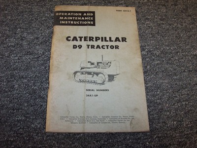 CAT Caterpillar D9 Dozer Crawler Tractor Owner Operator Maintenance ...
