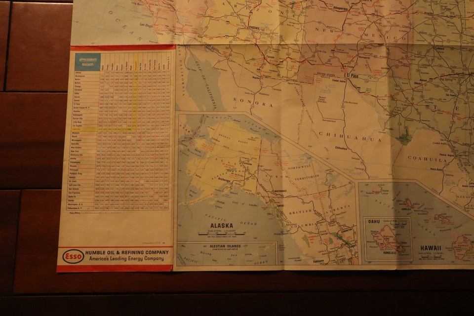 Esso United States Interstate Highway System 1964 25x24 Paper Road Map ...