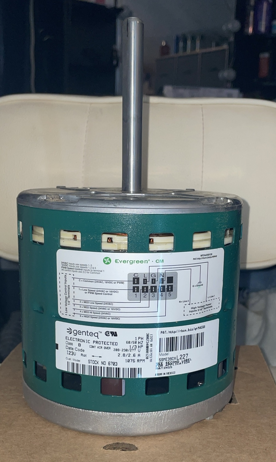 NEW! Genteq 6703 Brushless Dc Motor,Ecm,1/3 Hp,1050 Rpm (original Box ...