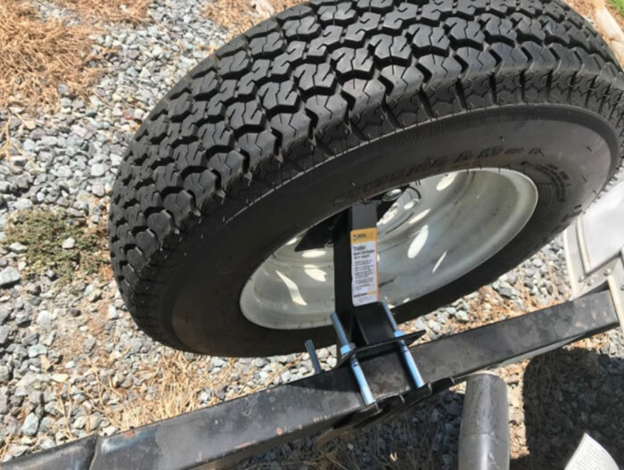 Boat Trailer Spare Tire Carrier Raised Angled Cargo Mount Black Wheel ...