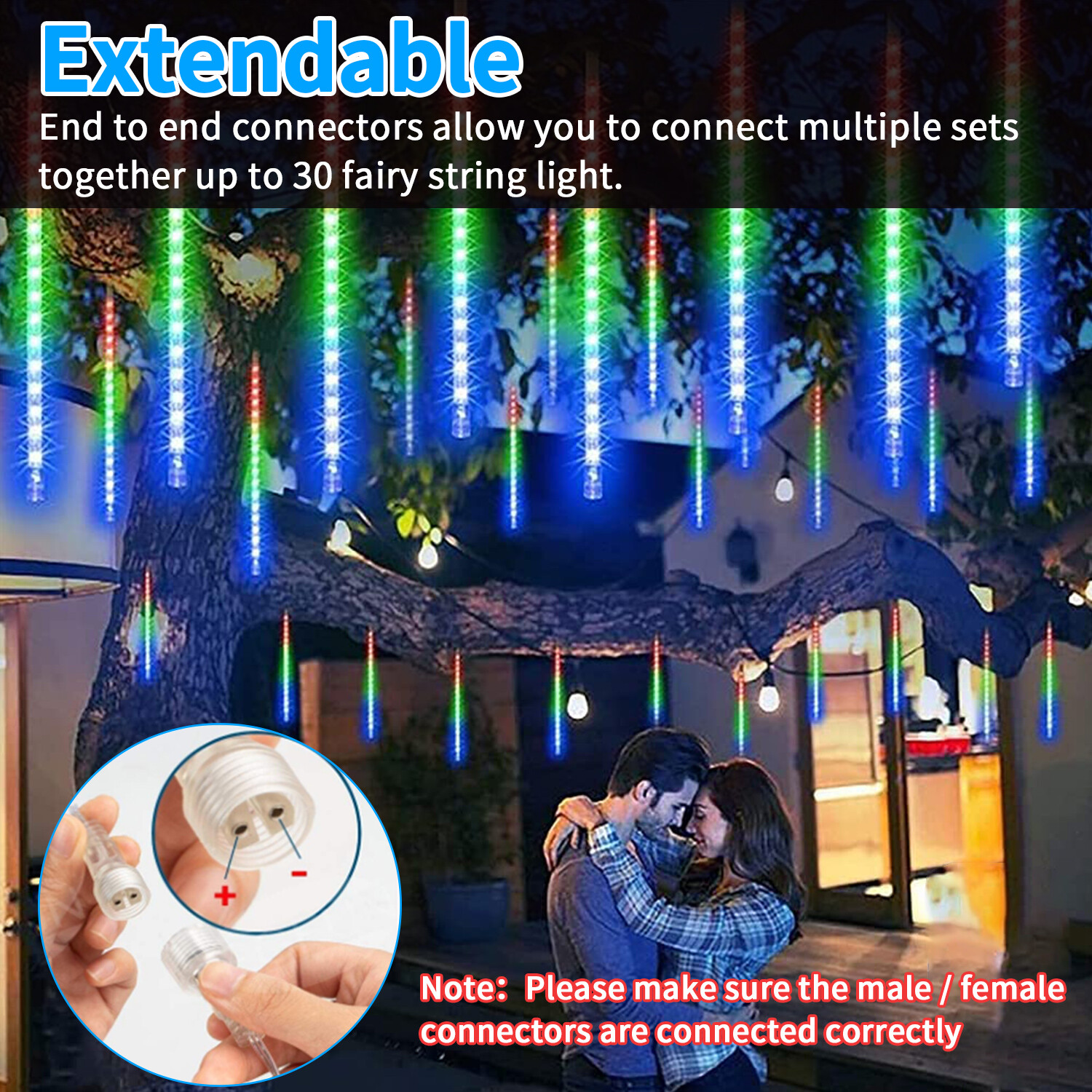 1-4Pack 288 LED Meteor Shower Rain Tree String Light Outdoor Garden ...