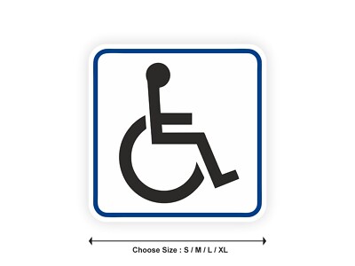 Sticker panneau HANDICAP PMR toilettes parking stationnement blanc ...