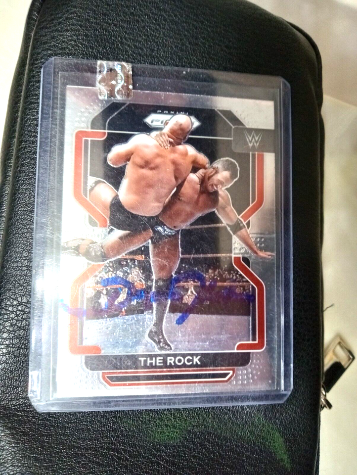 dwayne the rock johnson signed wrestling card authenticated | eBay