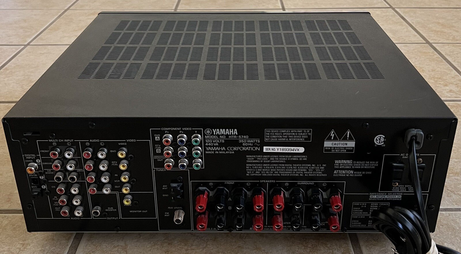 Yamaha HTR-5740 Natural Sound AV Receiver 350 Watt - FREE SHIPPING ...