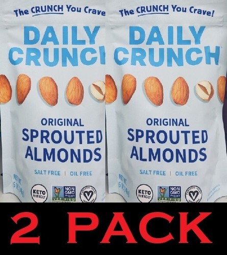 2x Daily Crunch ORIGINAL SPROUTED ALMONDS 5 oz Resealable Bag - 2 PACK ...