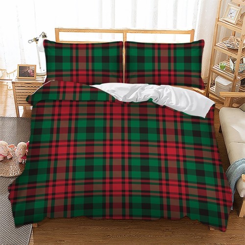 Red Green Checked Doona/Quilt/Duvet Cover Set Single/Double/Queen/King ...
