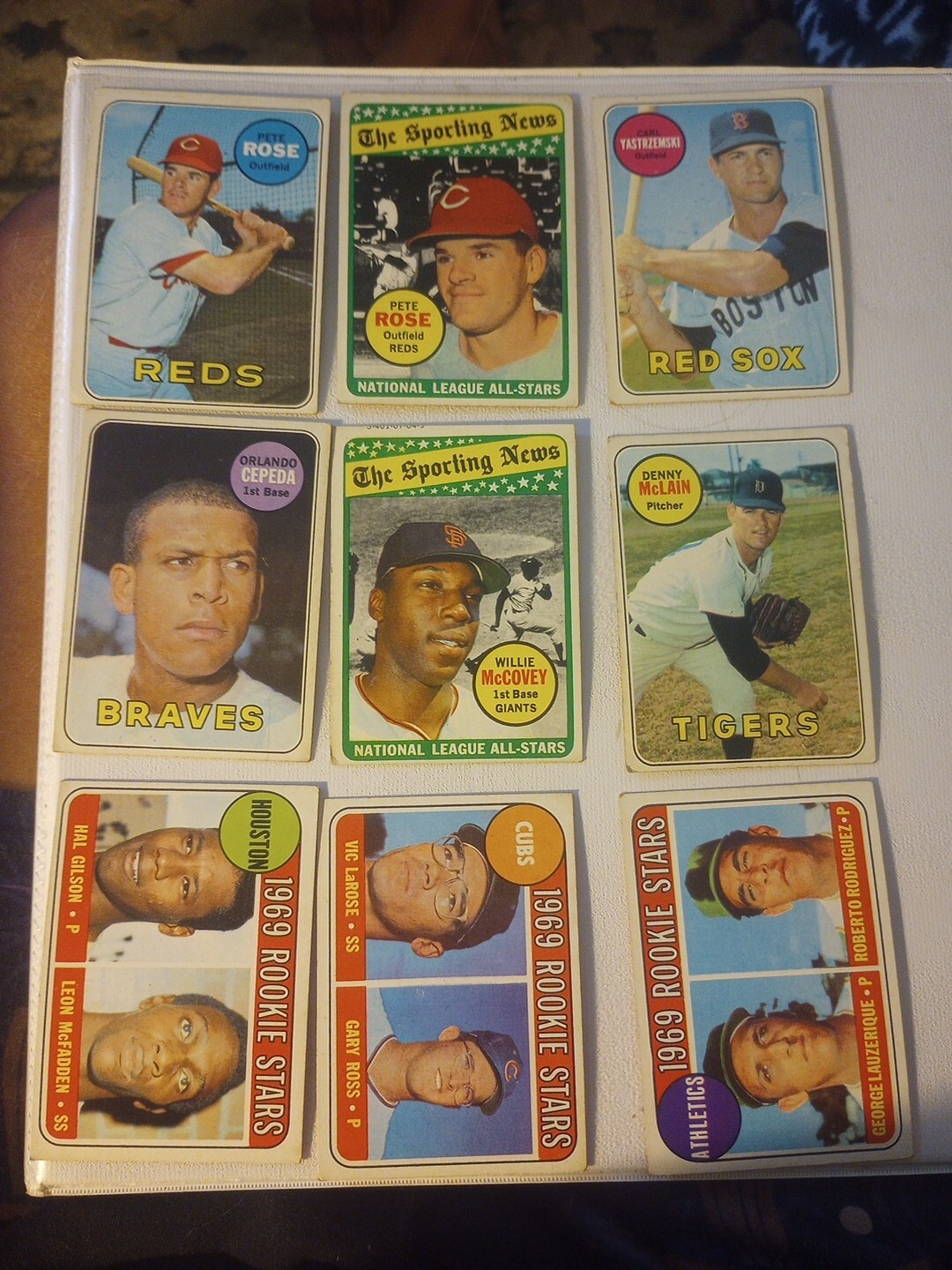 1969 Topps Baseball Card Lot #1 Rose Yastrzemski McClain Carew McCovey ...